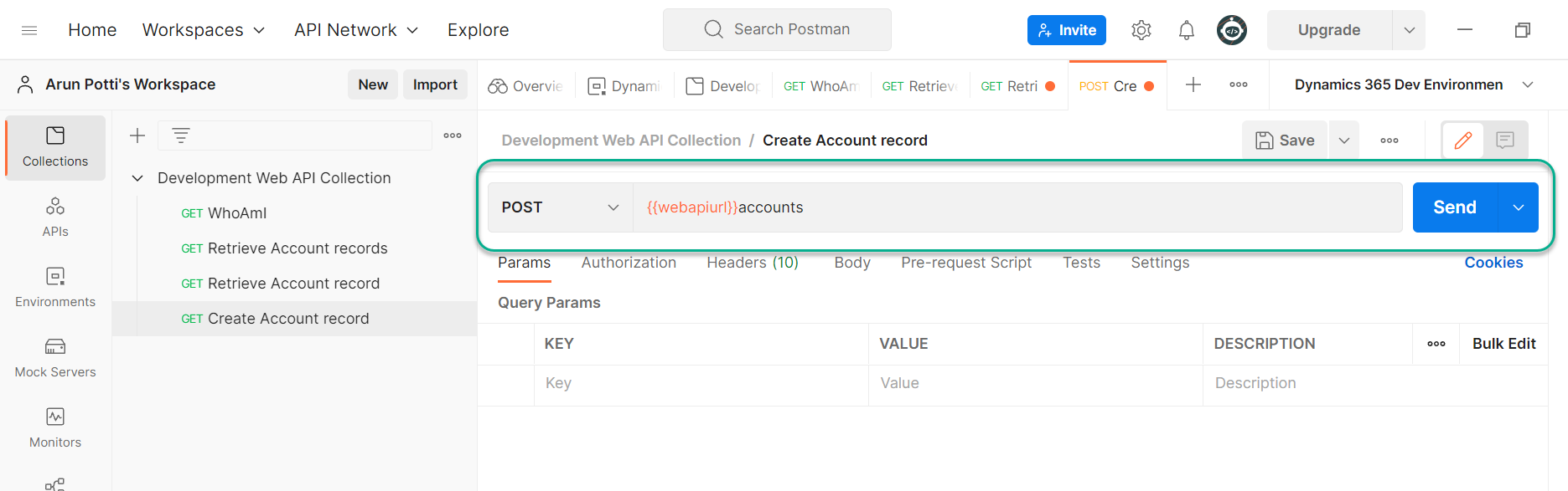 How To Create A Table Record In A Dataverse Environment From Postman